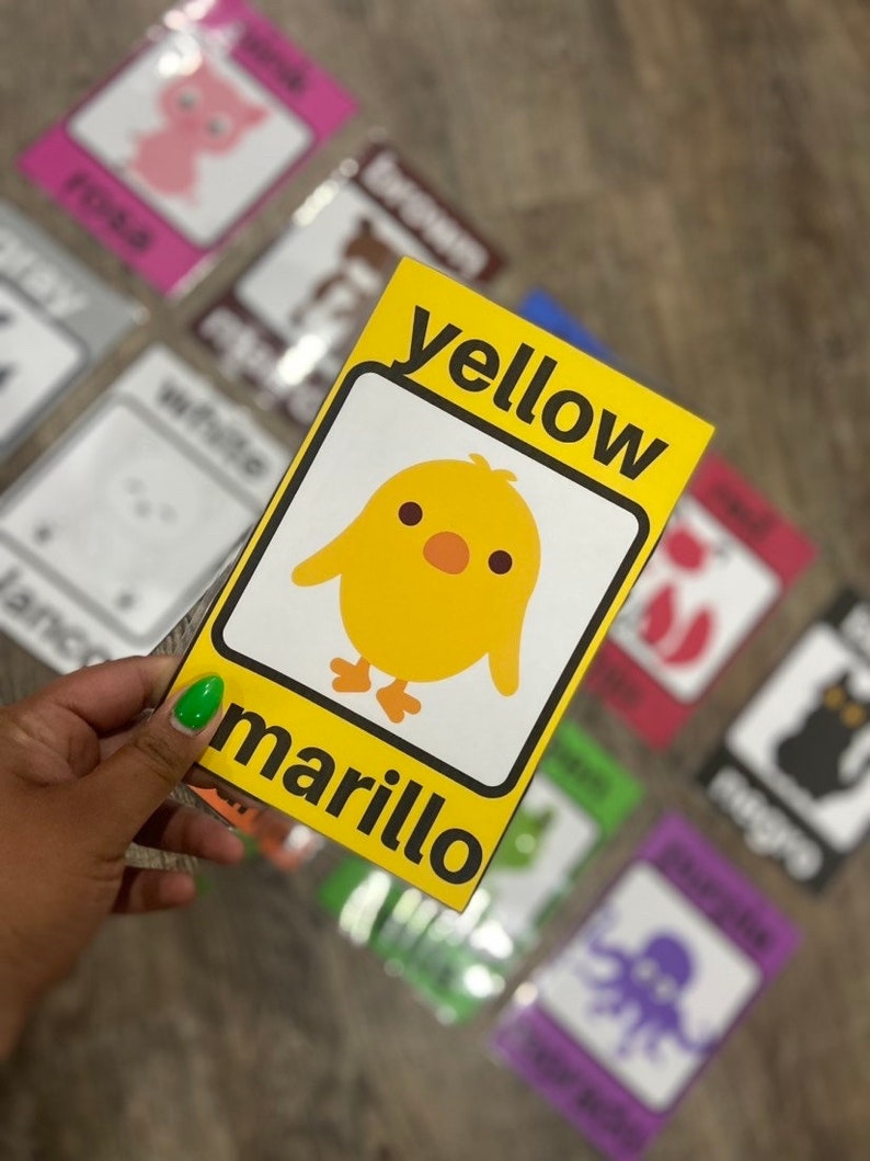 Bilingual Colors Posters Animal Theme, Dual-language Classroom, PDF ...