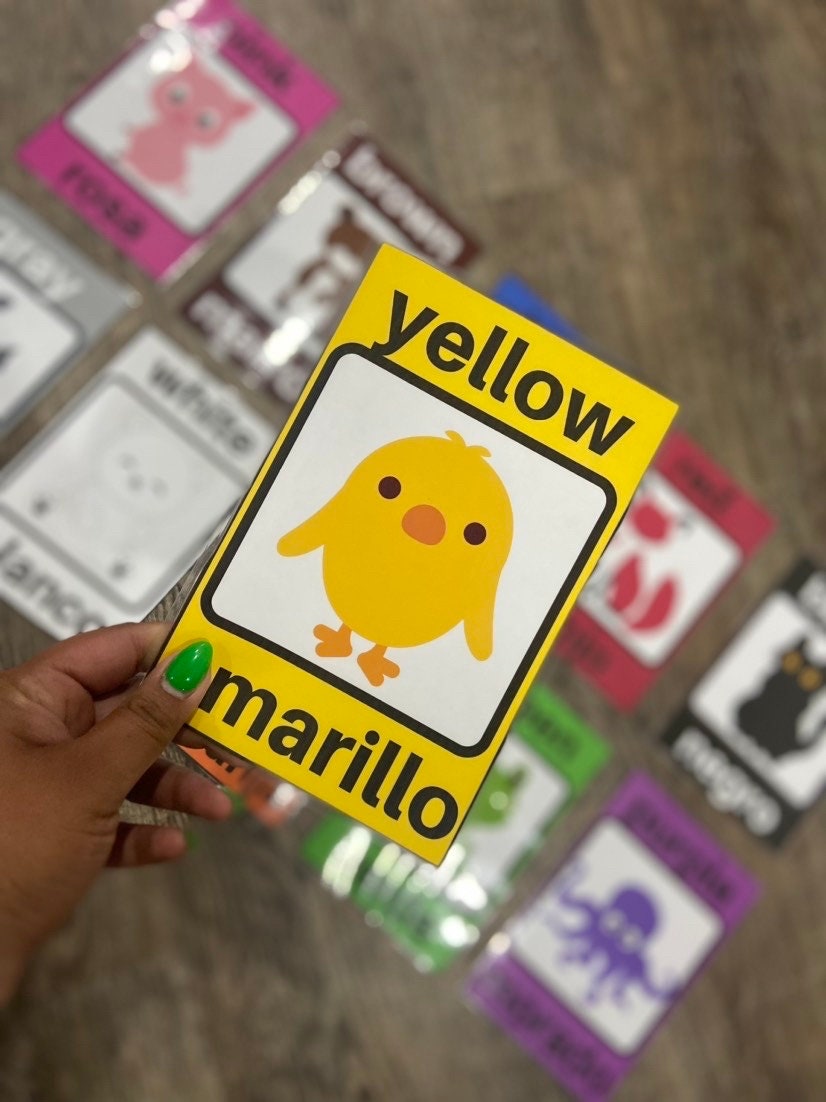 Bilingual Colors Posters Animal Theme, Dual-language Classroom, PDF ...