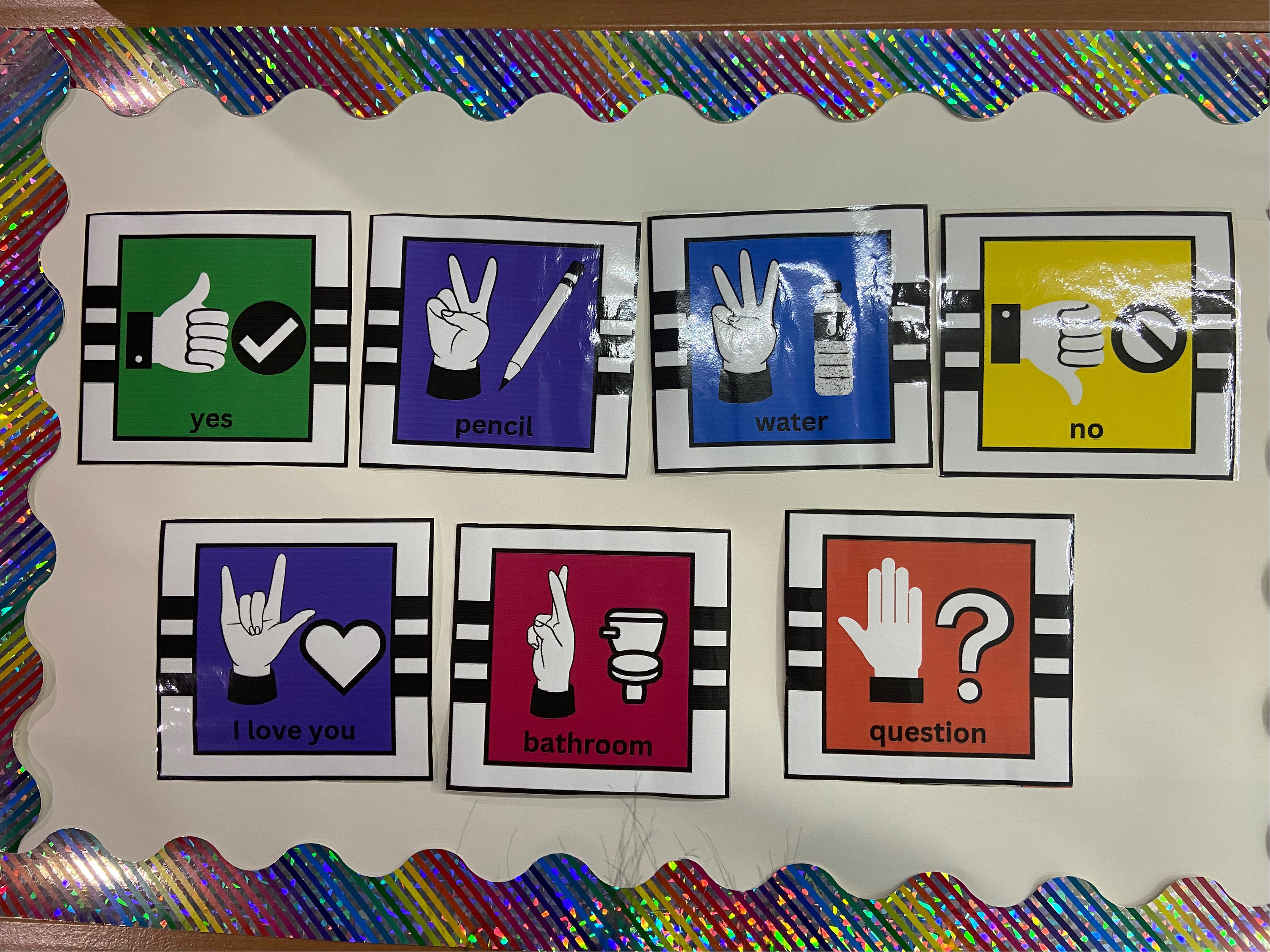 Classroom Hand Signals in Rainbow Colors and Stripes, Classroom ...