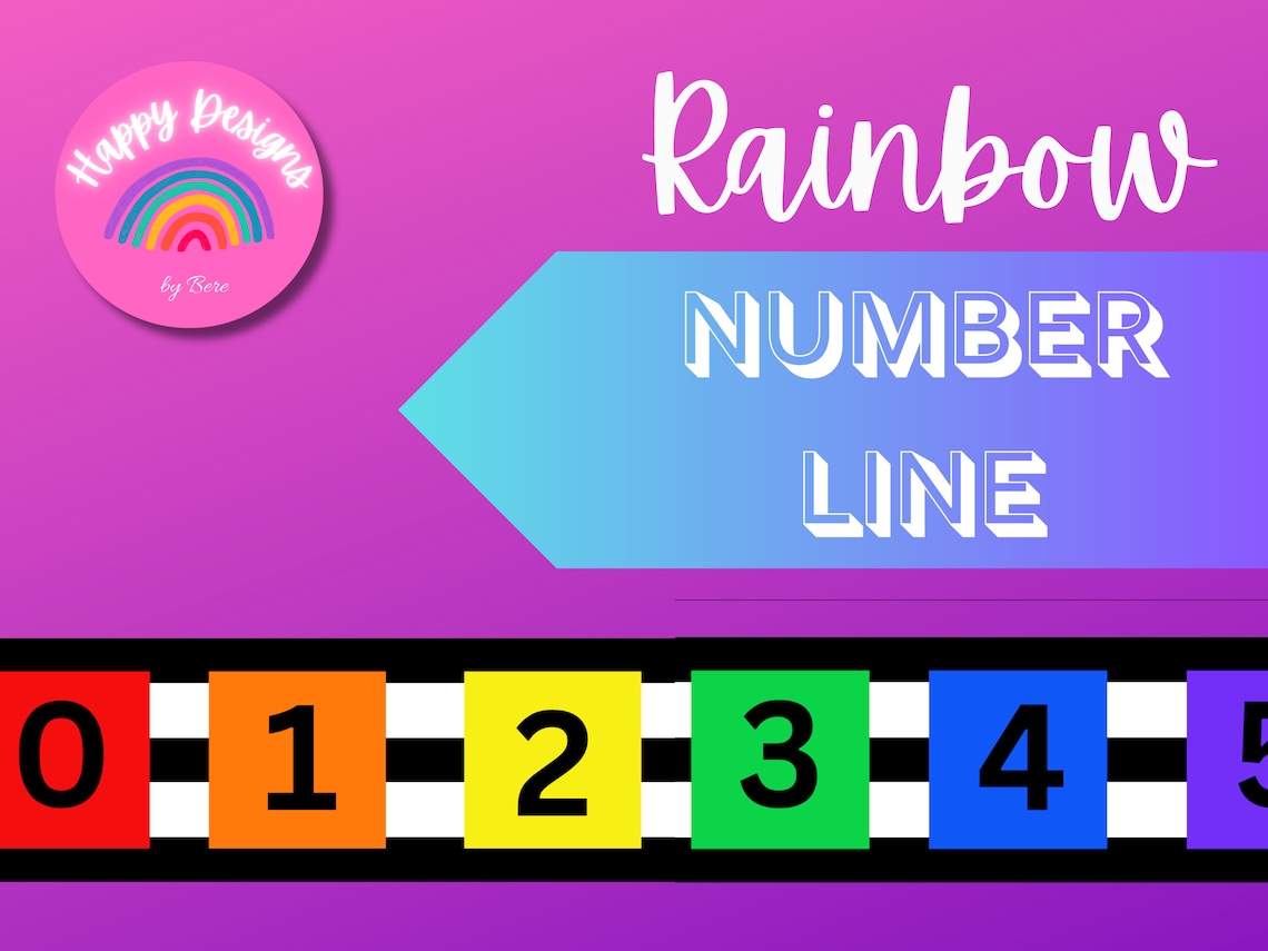 Rainbow Stripes Number Line, Classroom Decor, PDF Download - Etsy