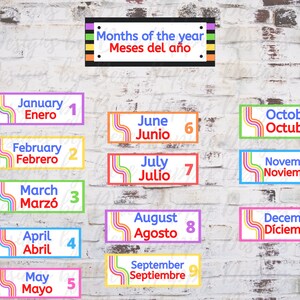 Bilingual Months of the Year Posters, Dual Language, Rainbow Theme - Etsy