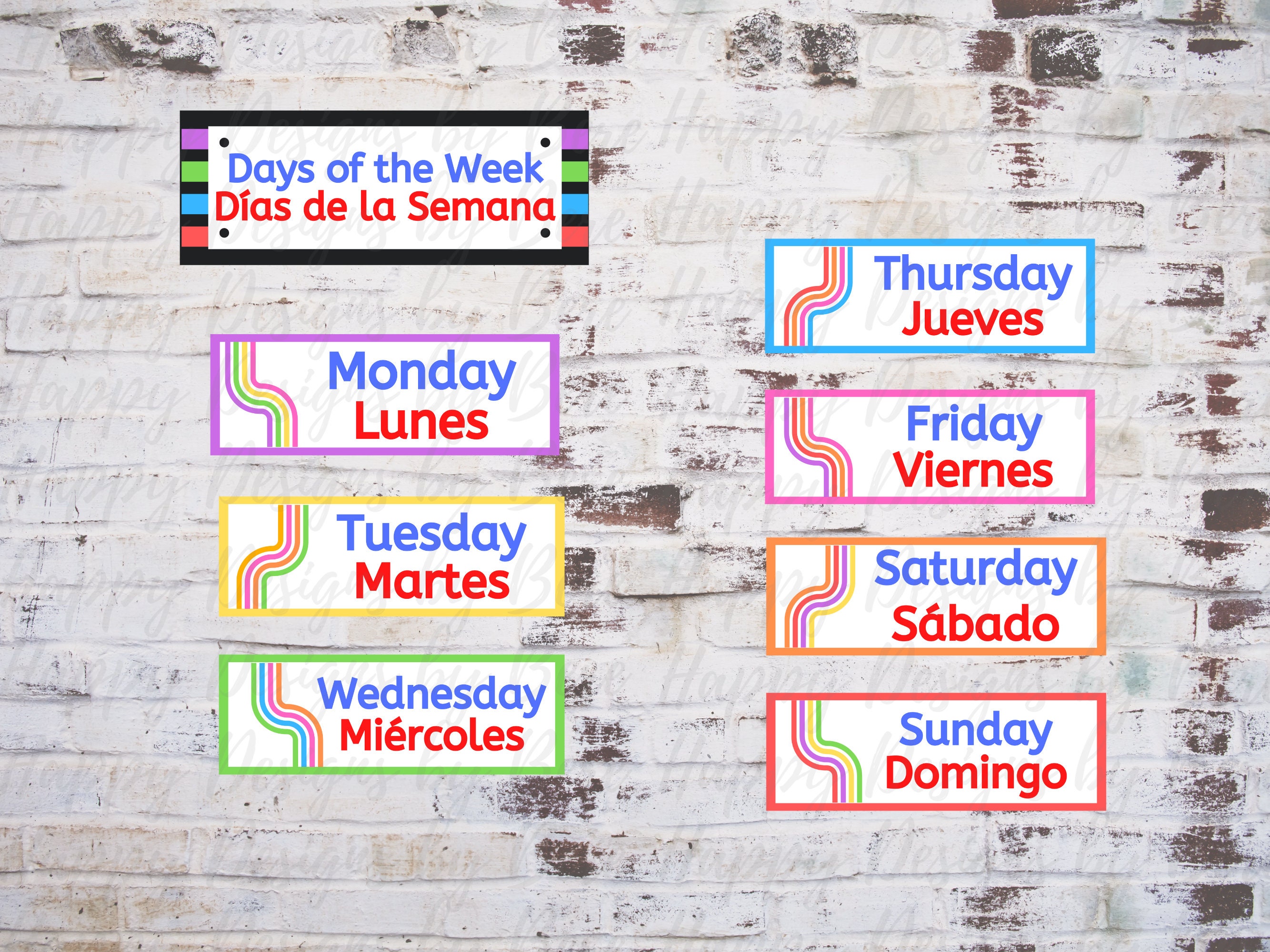 Days of the Week Posters, Bilingual, Dual Language Classroom Decor, - Etsy