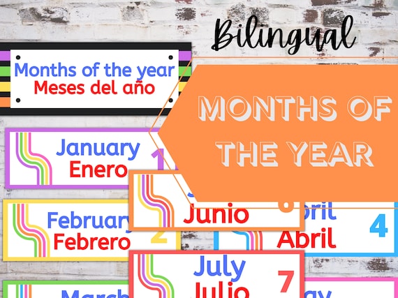 Bilingual Months of the Year Posters Dual Language Rainbow - Etsy