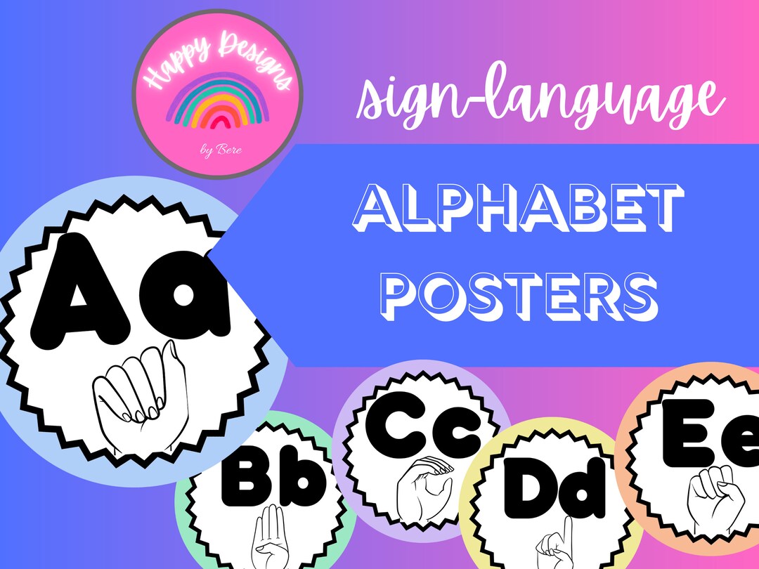 Sign Language Rainbow Pastels Alphabet Posters, Classroom Decor, PDF ...