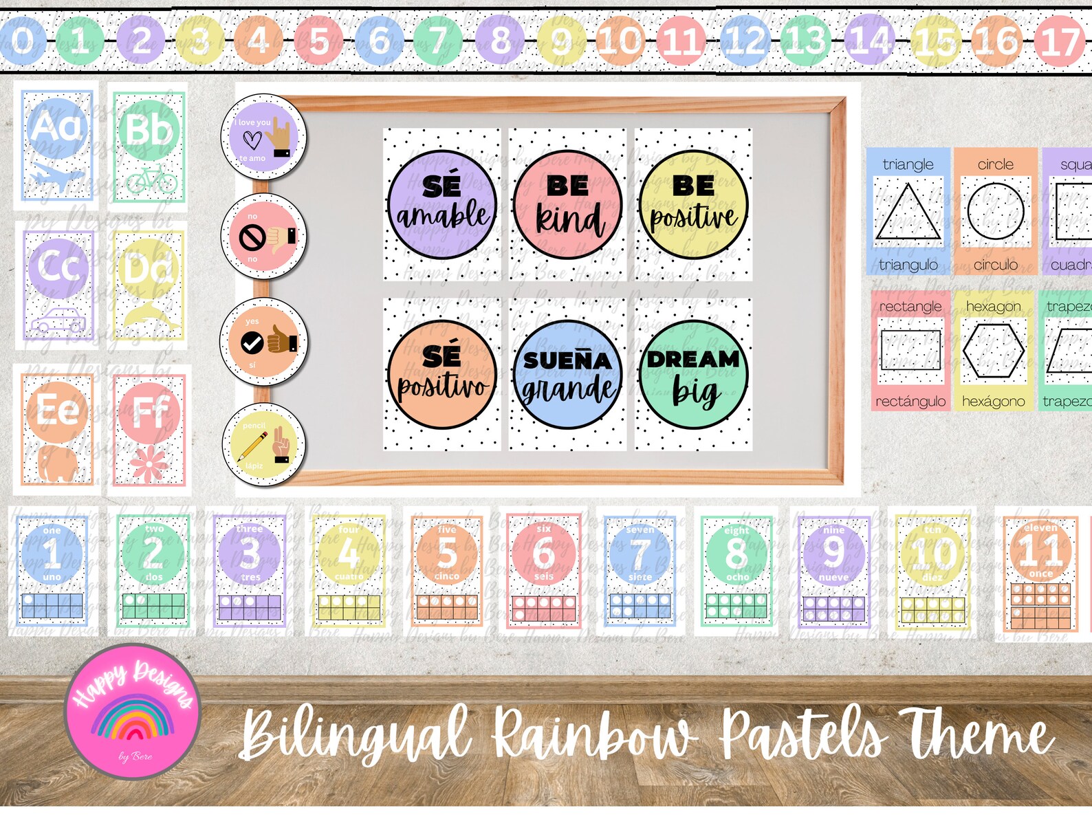 Number Line in Rainbow Pastels Colors, Classroom Decor, PDF Download - Etsy
