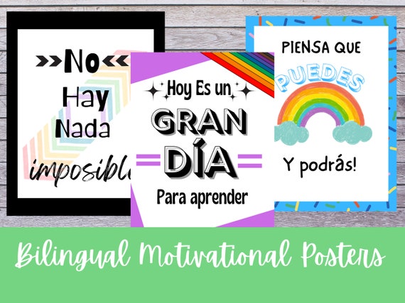 Motivational Classroom Posters English and Spanish - Etsy