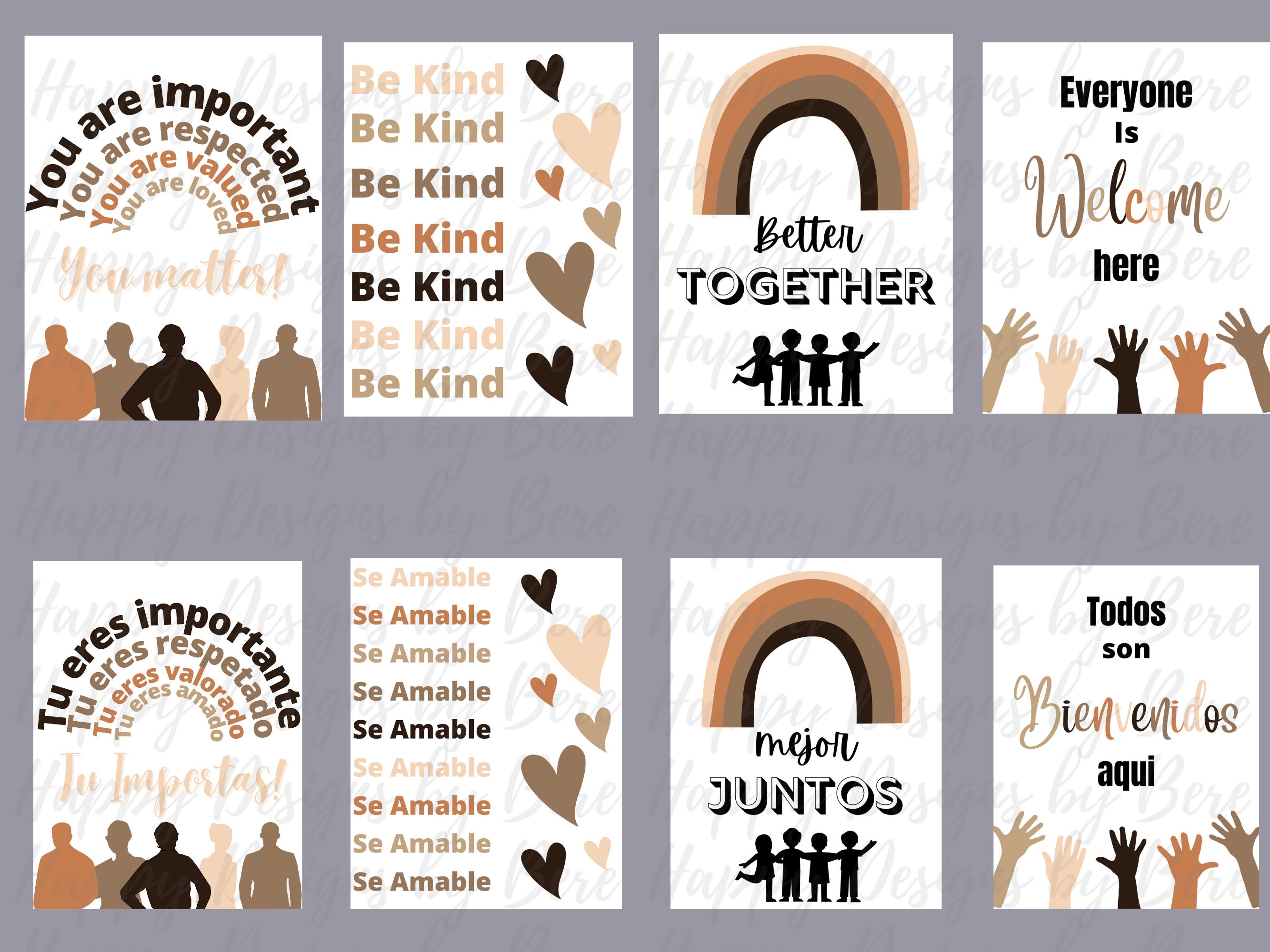 Diversity Bilingual Posters, Dual Language, Classroom Decor, PDF - Etsy