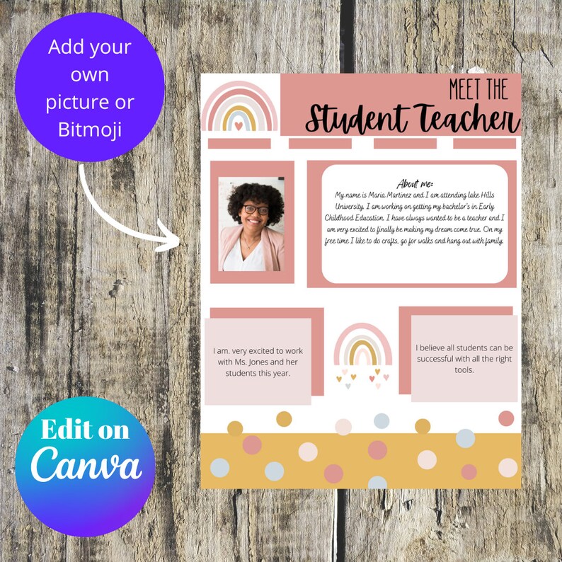 Meet the Teacher Letter, Meet the Student Teacher Letter, Editable, - Etsy
