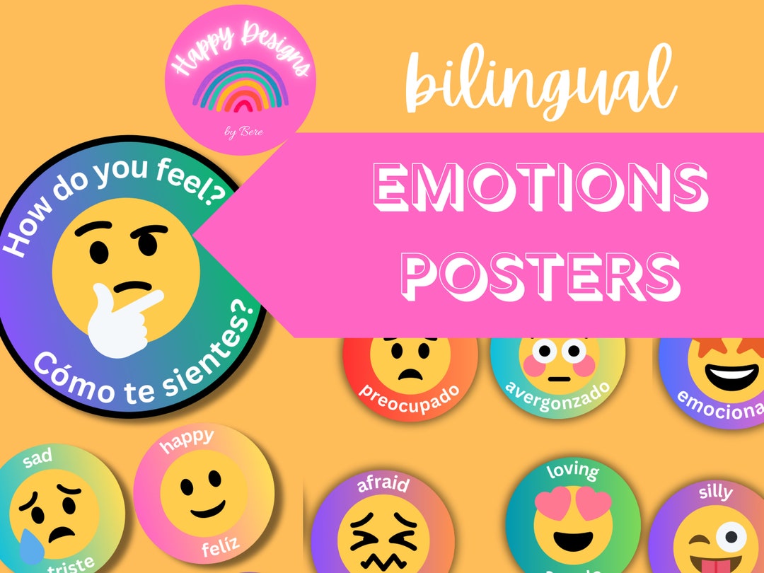 Bilingual Emotions Posters, Dual-language Classroom. PDF Download - Etsy