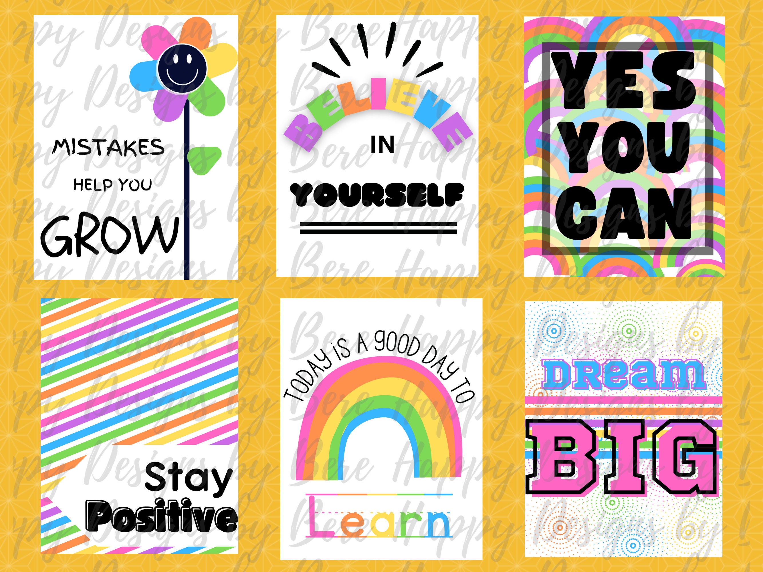 Classroom Motivational Posters,rainbow Theme, PDF Download - Etsy