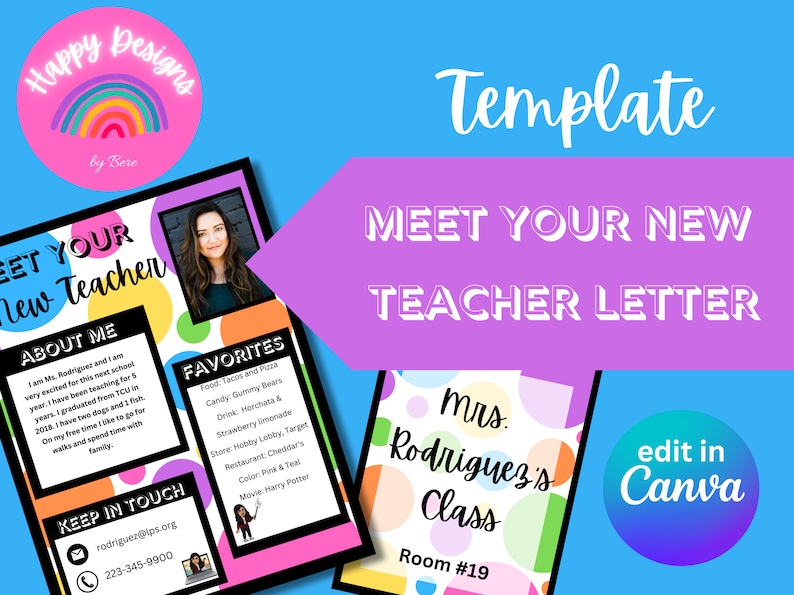 Meet the Teacher Letter Template, Editable in Canva - Etsy Australia