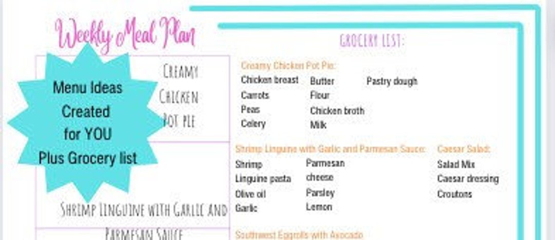 28 Day Meal Planner With Grocery List-simplify Your Weekly Menu ...
