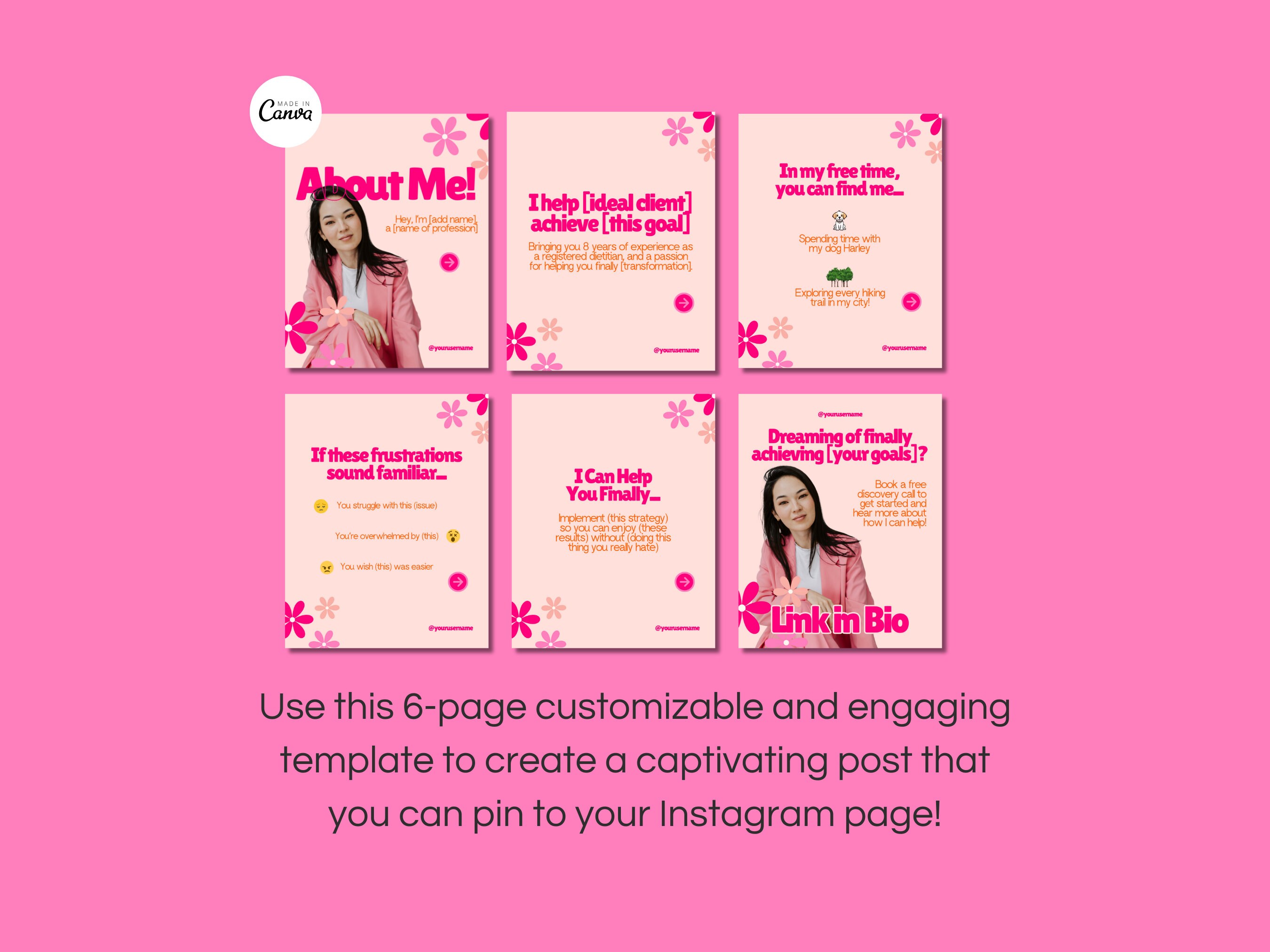 Pinned About Me Instagram Post Template for Service Providers Canva ...