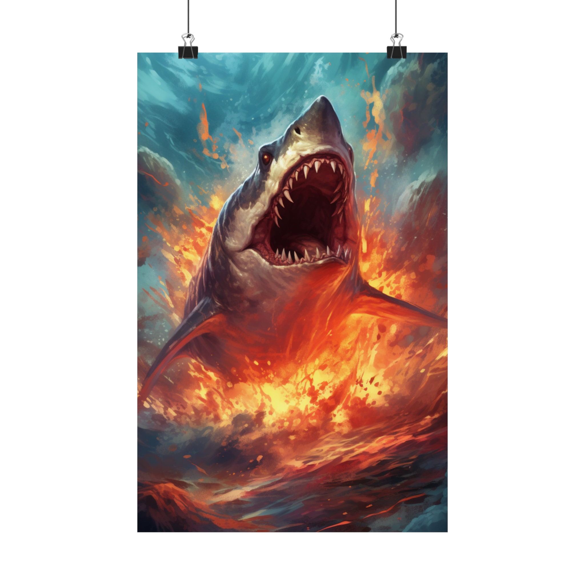 Megalodon Poster, Shark Poster, Gift for Megalodon Fan, Megalodon ...