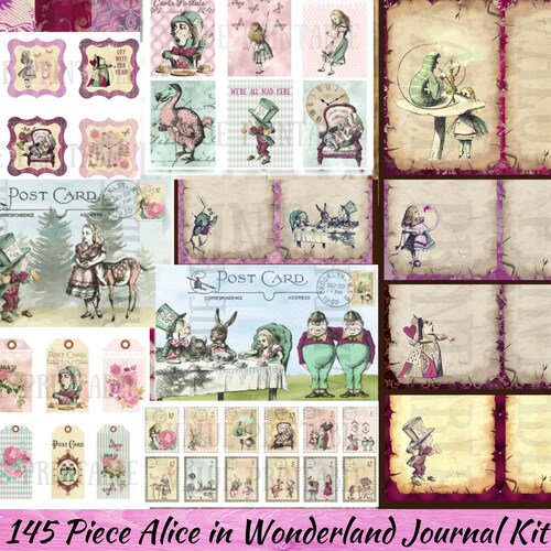 Alice in Wonderland Junk Journal Pagepicture Collagedigital - Etsy