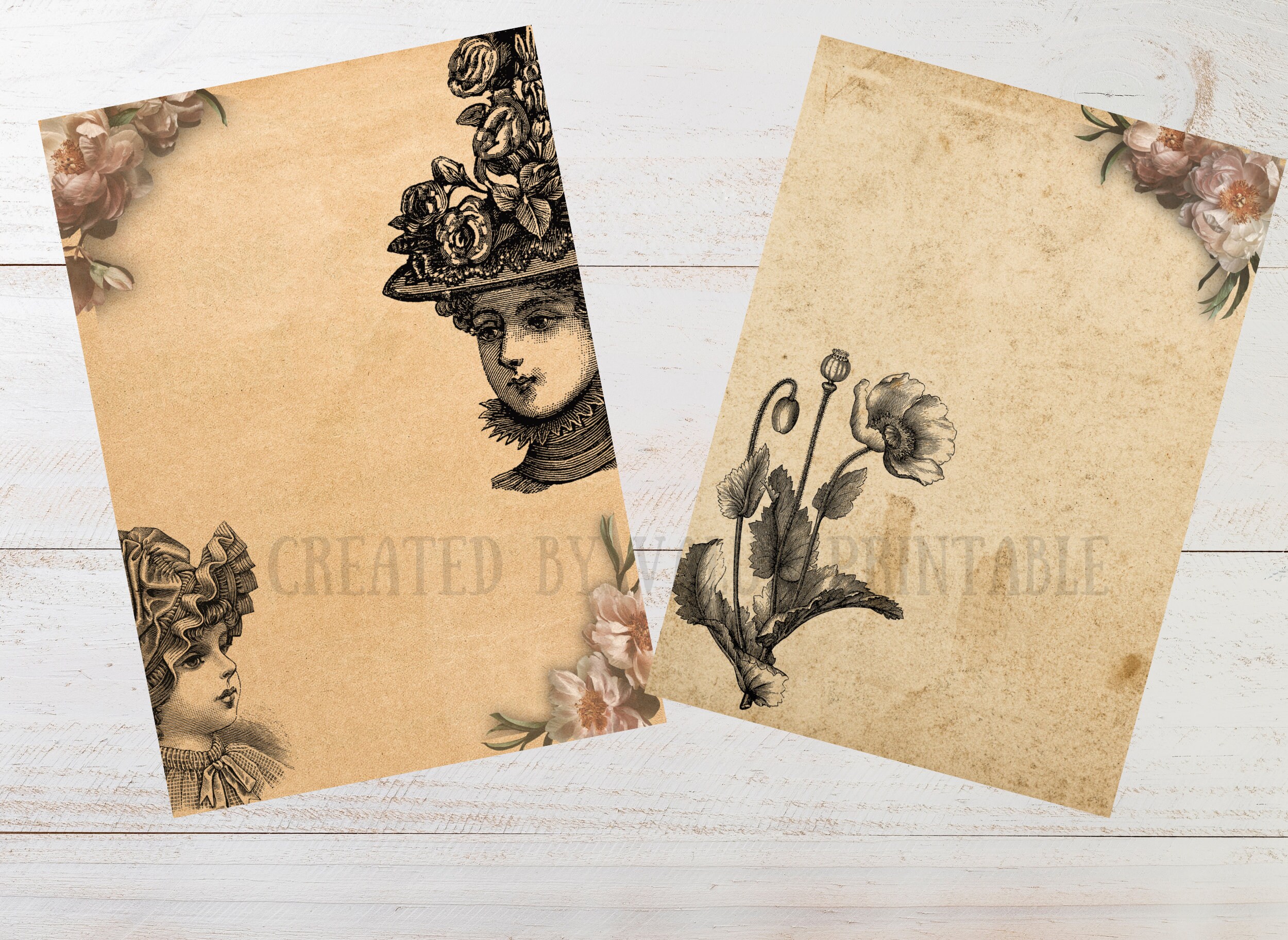 Vintage Floral Journal Pages: Printable Lined Paper (digital Download ...