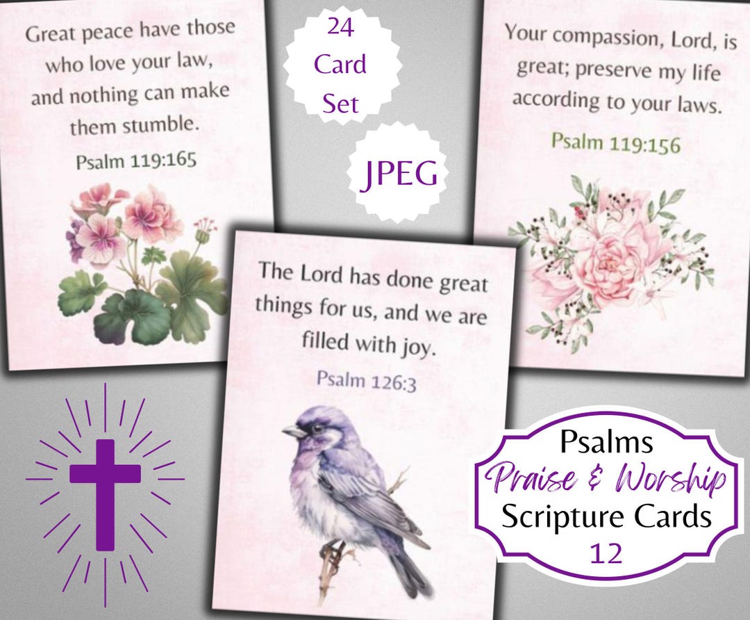 Psalms Floral Praise and Worship Series 12 Scripture Verse Cards ...