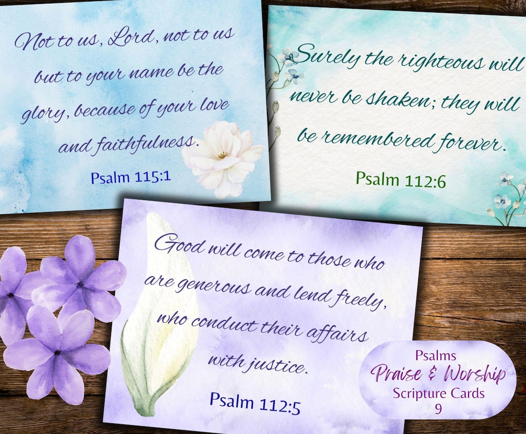 Watercolor Psalms Scripture Cards: Printable Bible Verse Ephemera ...
