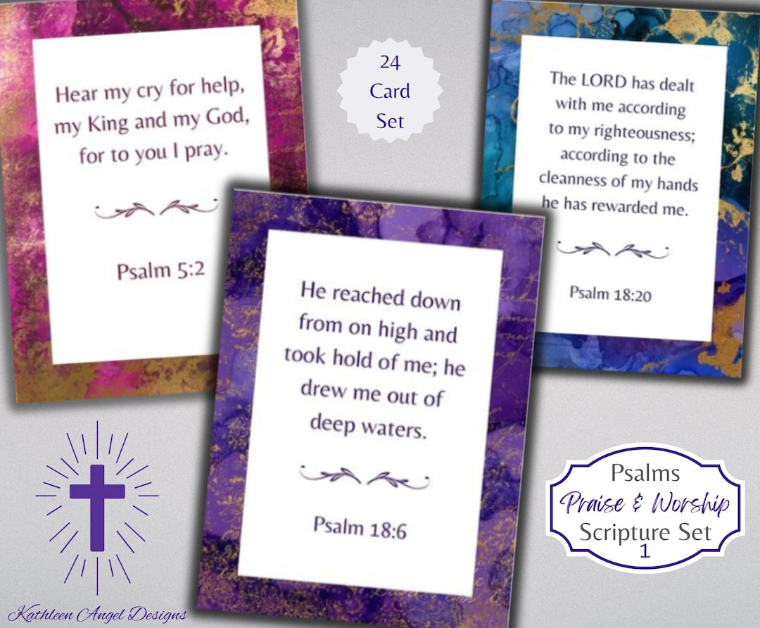 Psalms Scripture Verse Cards: Christian Ephemera Set (digital Download ...