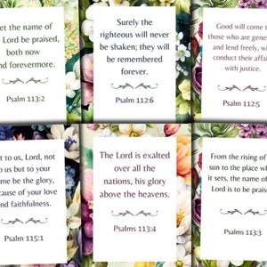 Praise and Worship The Psalms Series 9 Floral Border Scripture Card Set ...