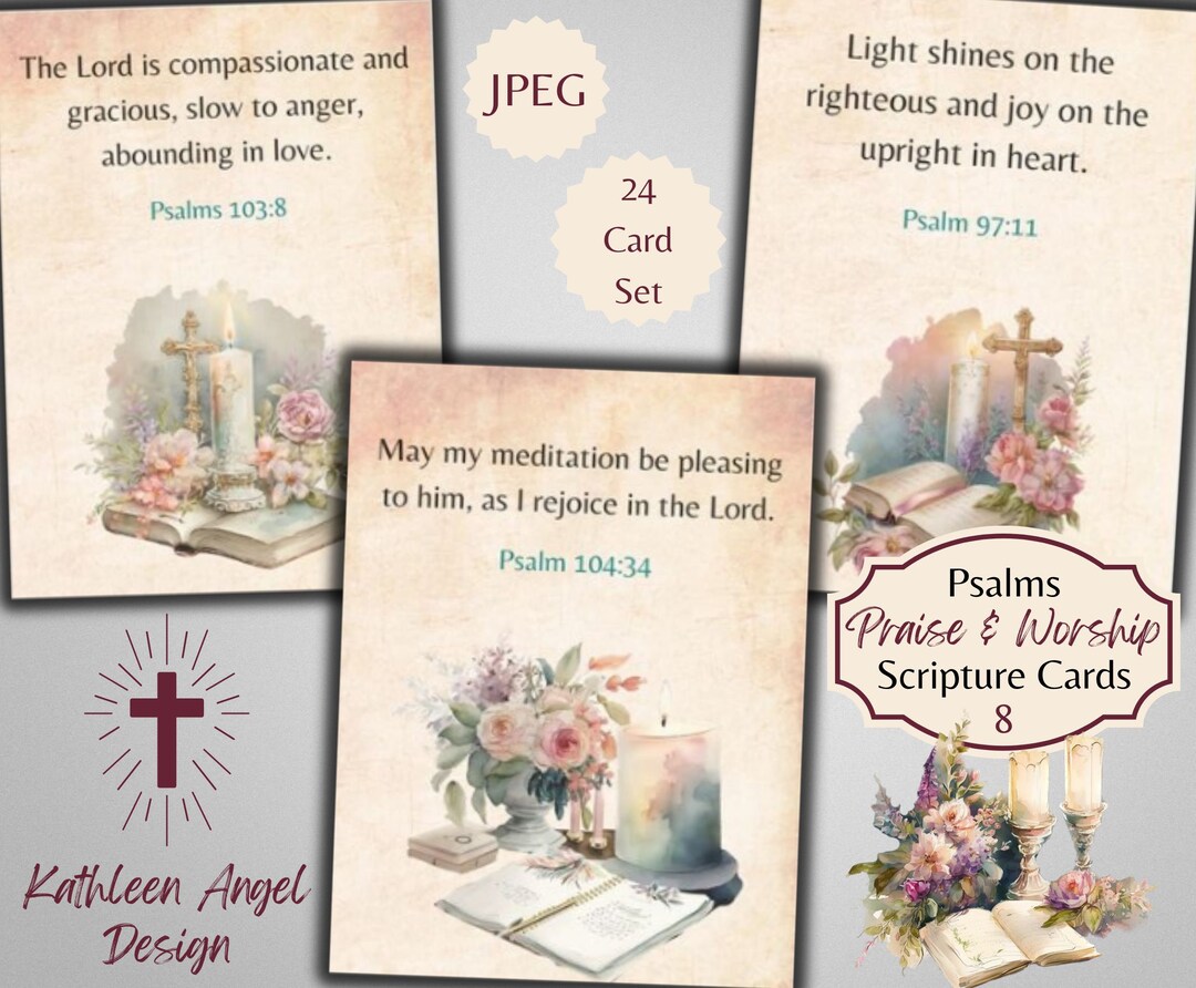 Psalms Scripture Verse Cards: Praise & Worship Ephemera (digital) - Etsy