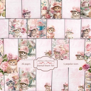 Pink Teapot Kitties Junk Journal Kit: Feline Ephemera (digital Download ...