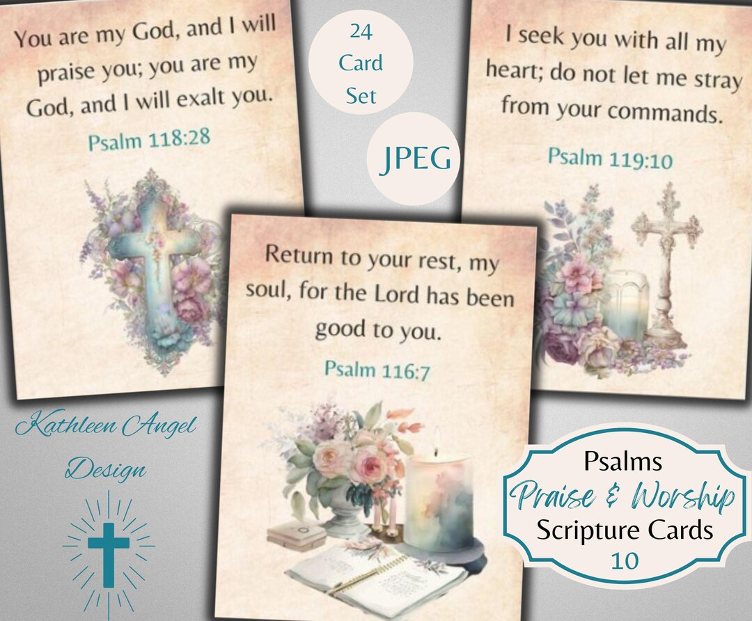 The Psalms Series 10 Praise & Worship Scripture Verse Cards - Christian ...