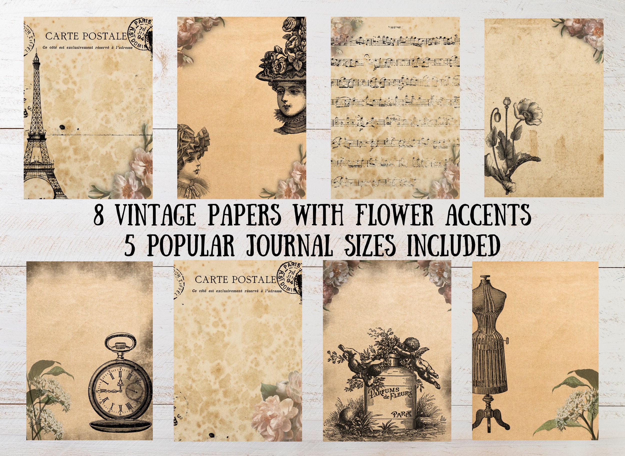 Vintage Floral Journal Pages: Printable Lined Paper (digital Download ...