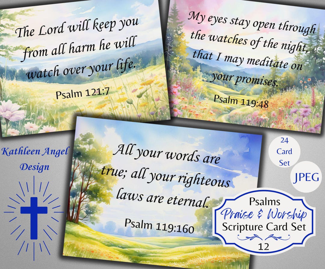 Wildflower Psalms Scripture Verse Cards: Christian Ephemera (digital ...