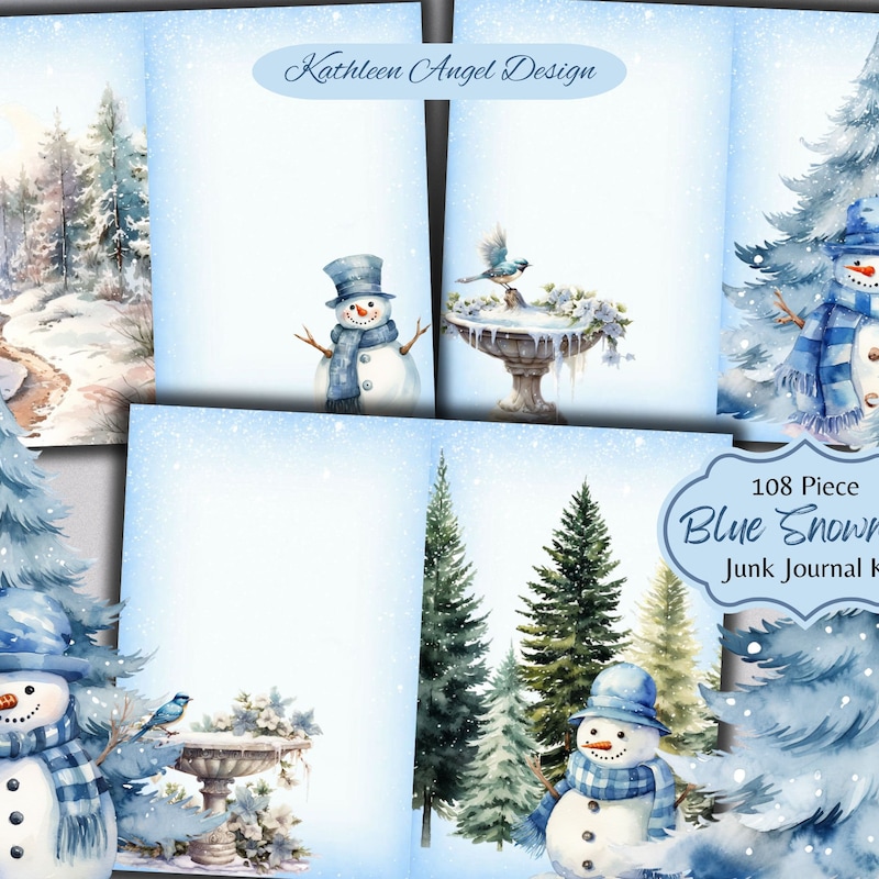 Blue Snowmen Canvas Art - Etsy
