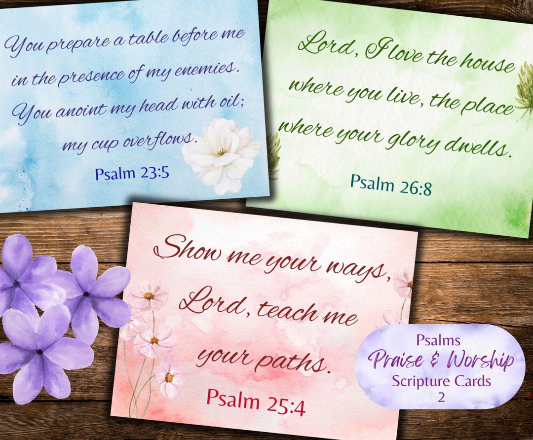 Watercolor Psalms Praise Worship Series 2 Scripture Cards - Bible Verse ...