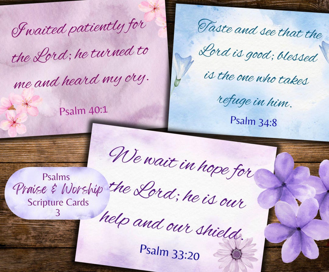 Watercolor Psalms Praise Worship Series 3 Scripture Cards - Bible Verse ...