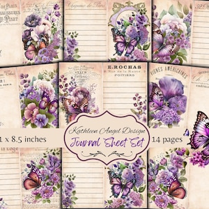 Purple Butterfly Junk Journal Kit: Botanical Ephemera (digital Download ...