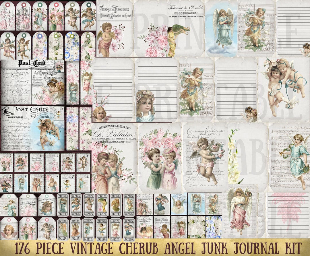 Vintage Cherub Angel Junk Journal Kit: Printable Ephemera (digital ...