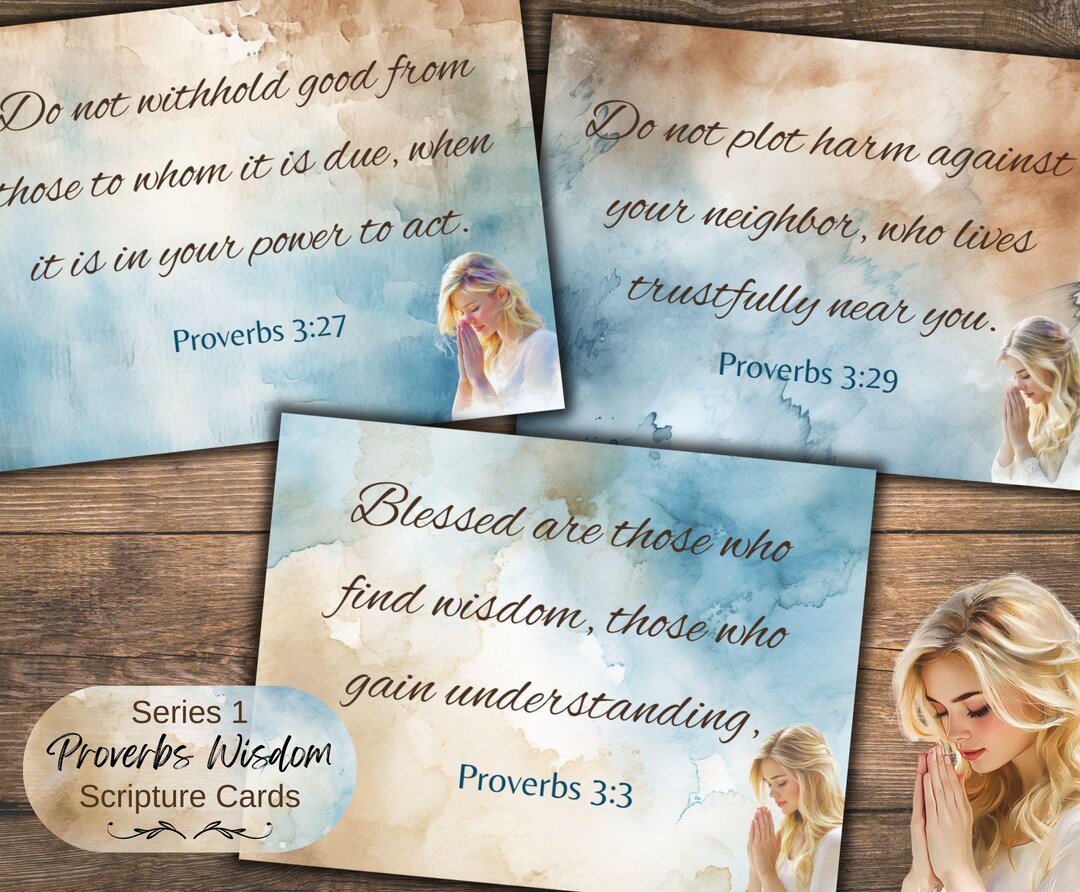 Proverbs Wisdom Scripture Cards: Christian Ephemera (digital Download ...