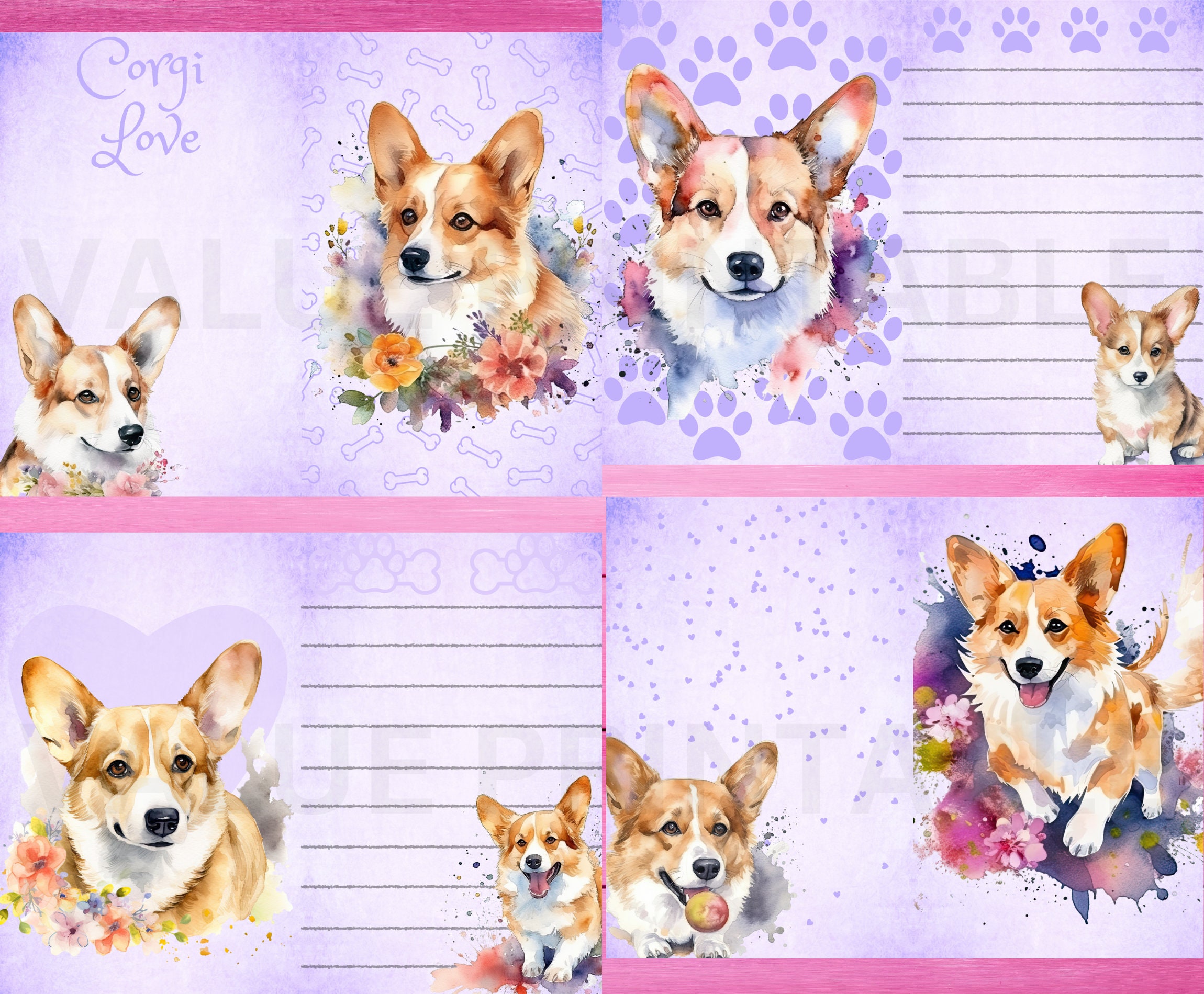 74 Piece Welsh Corgi Love Junk Journal Kit Dog Printable - Etsy