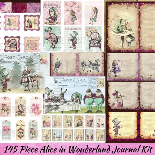 Wonderland Junk Journal Kit Printable Pages Ephemera - Etsy