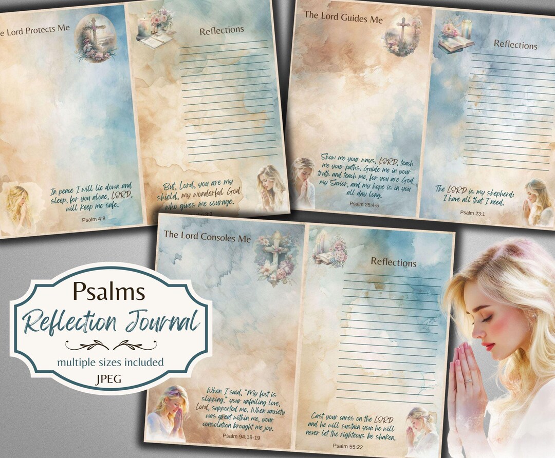 Psalms Reflection Journal Prayer Journal Printable Digital Sheets ...