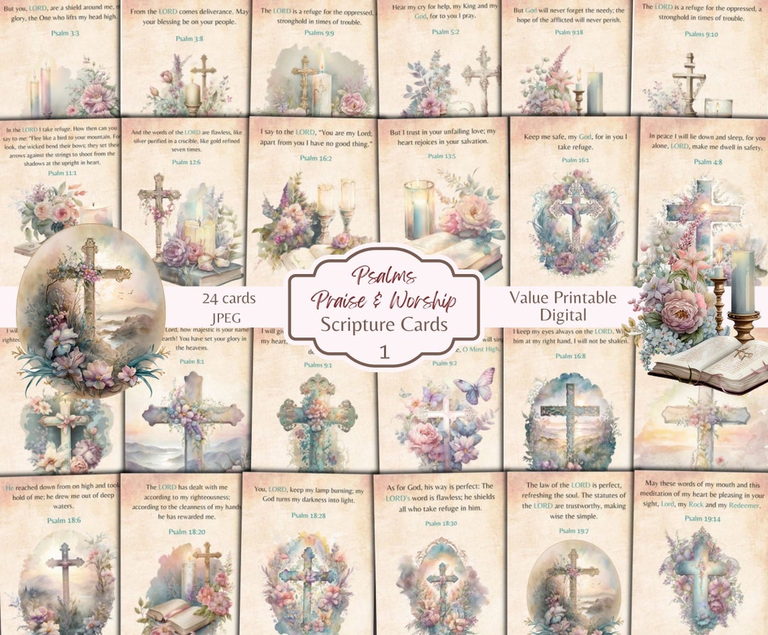Psalms Scripture Verse Cards: Christian Ephemera (digital Download) - Etsy