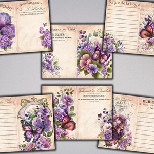 Purple Butterfly Junk Journal Kit: Botanical Ephemera (digital Download ...