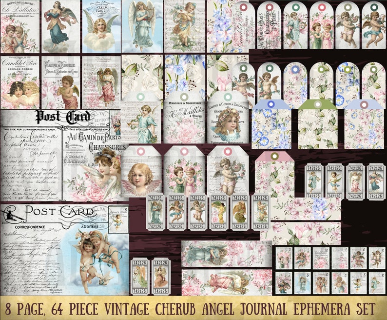 Vintage Cherub Angel Junk Journal Kit: Printable Ephemera (digital ...