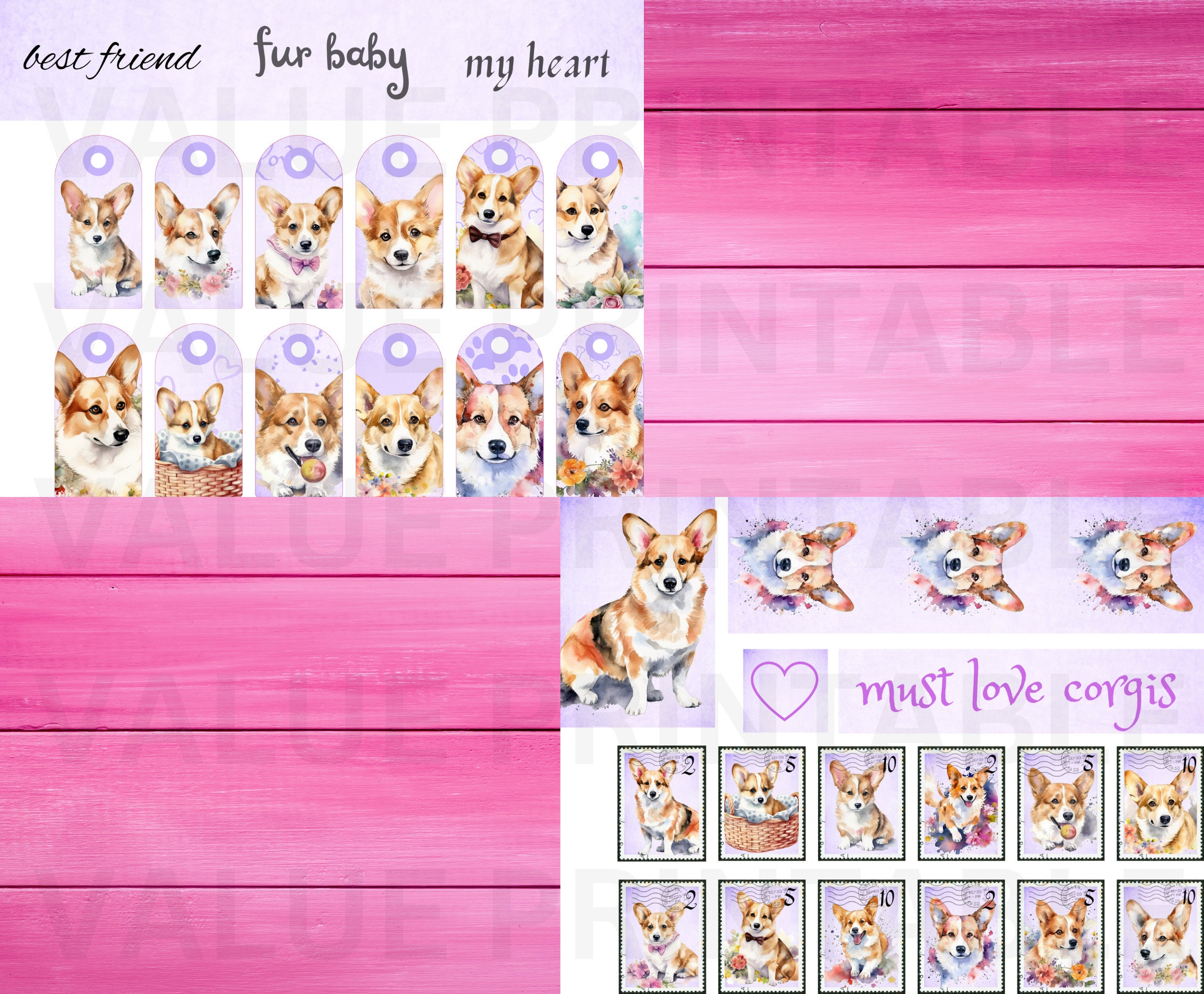 74 Piece Welsh Corgi Love Junk Journal Kit Dog Printable - Etsy