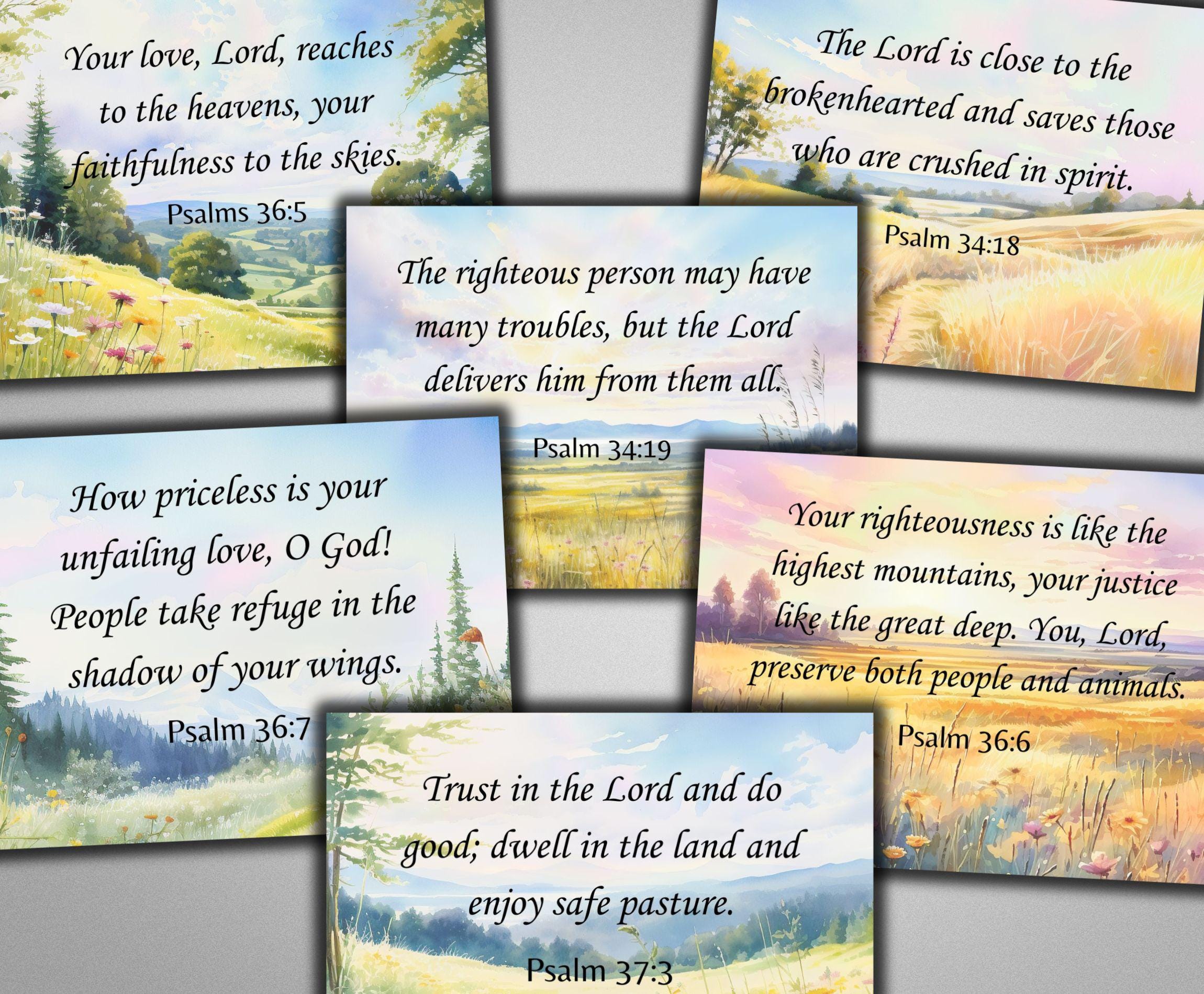 Wildflower Psalms Scripture Cards: Christian Ephemera (digital Download ...