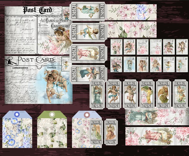 Vintage Cherub Angel Junk Journal Kit: Printable Ephemera (digital ...