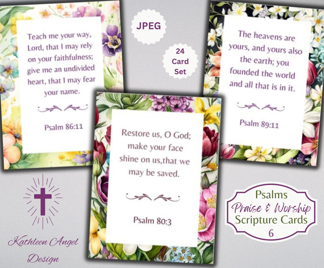Praise and Worship the Psalms Series 6 Floral Border Scripture Verse ...