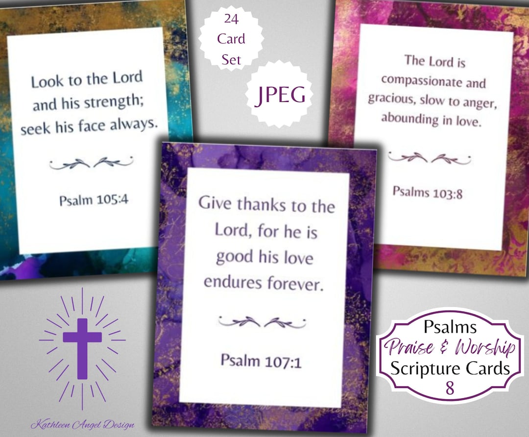 Praise and Worship the Psalms Series 8 Border Scripture Verse Cards ...
