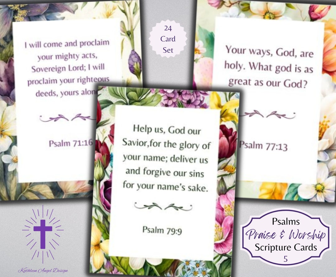 Praise and Worship the Psalms Series 5 Floral Border Scripture Verse ...