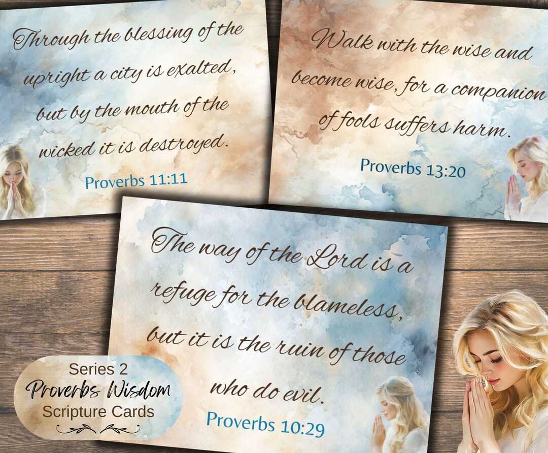 Proverbs Scripture Cards: Christian Wisdom Verses, Series 2 (digital ...