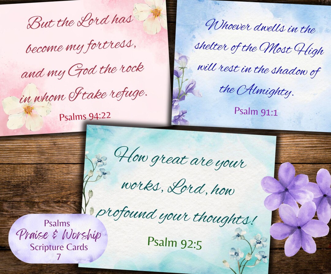 Watercolor Psalms Praise Worship Series 7 Scripture Cards - Bible Verse ...
