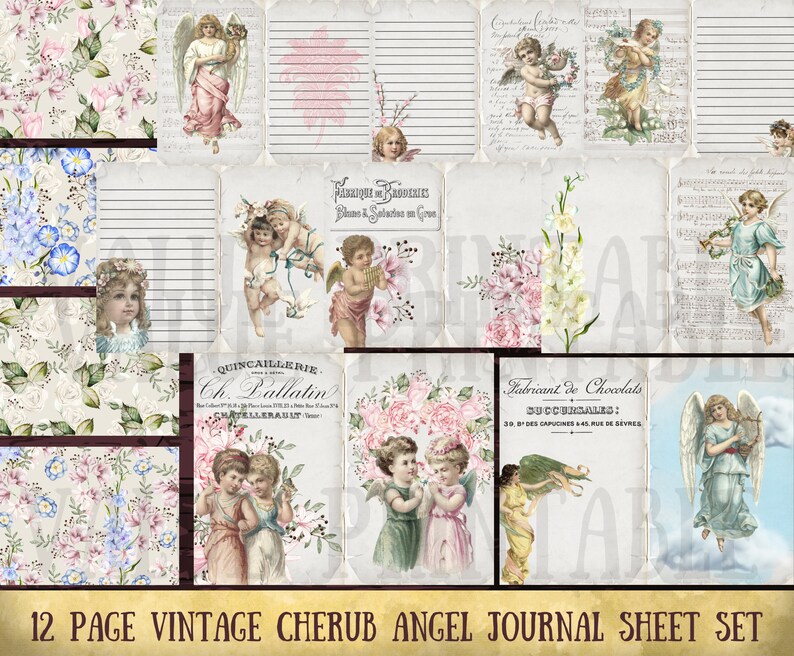 Vintage Cherub Angel Junk Journal Kit: Printable Ephemera (digital ...